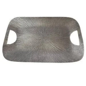 Unbranded | Accents | Decorative Tray Silver Metal Sunburst Design 4 X ...